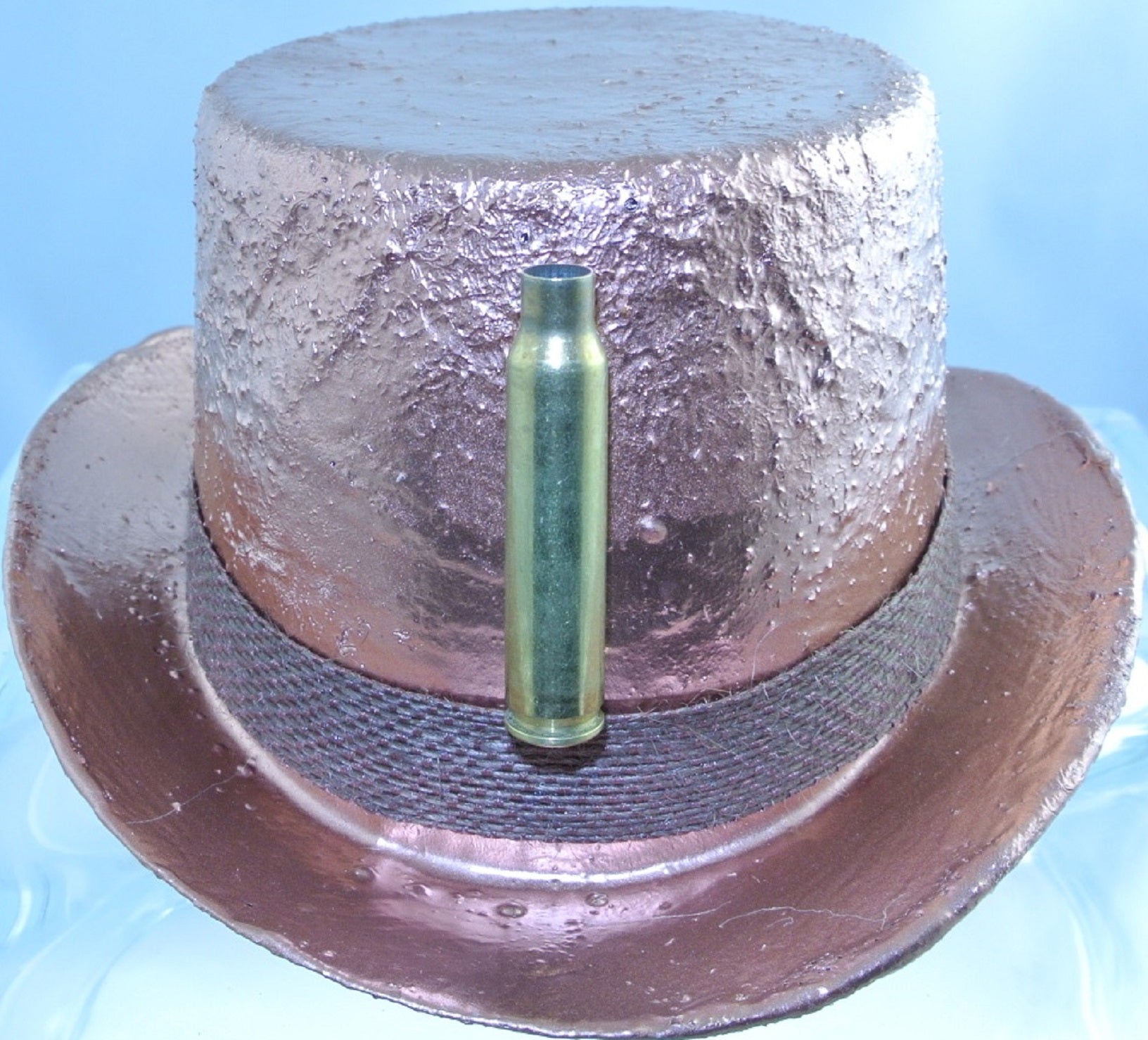 COPPER BULLET CASING FRONT BROWN BURLAP JUTE RIBBON BAND MEDIUM MINI T ...